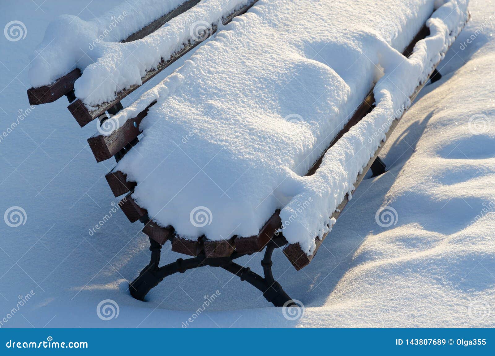 Snow-covered Bench in City after Snowfall Stock Image - Image of ...