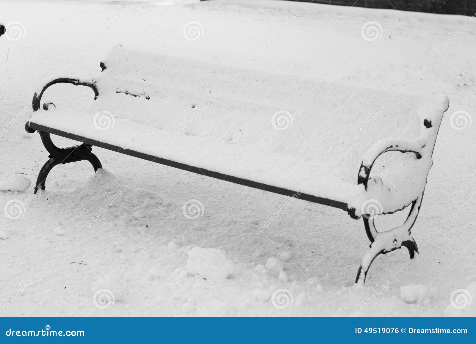 Snow covered bench stock photo. Image of nature, park - 49519076
