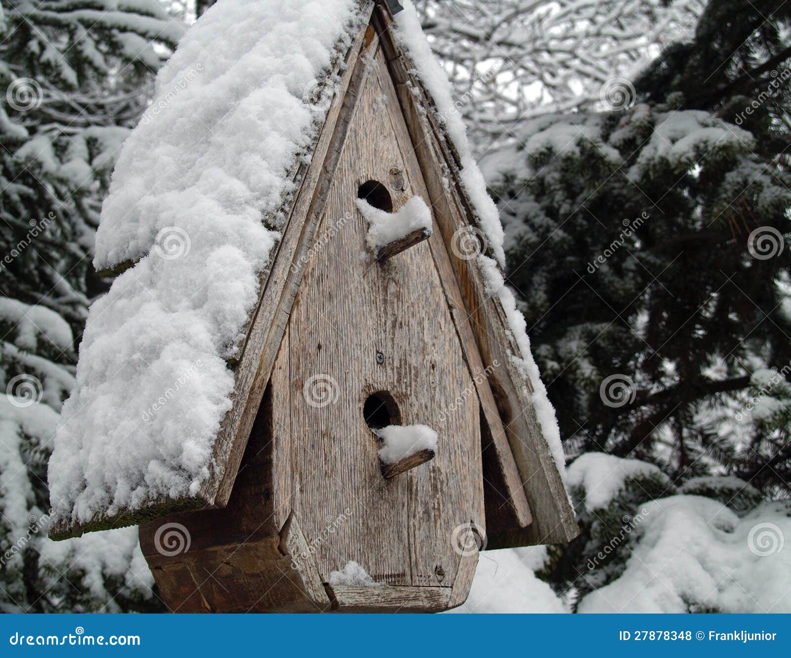 A Snow Covered Birdhouse stock photo. Image of falling - 27878348