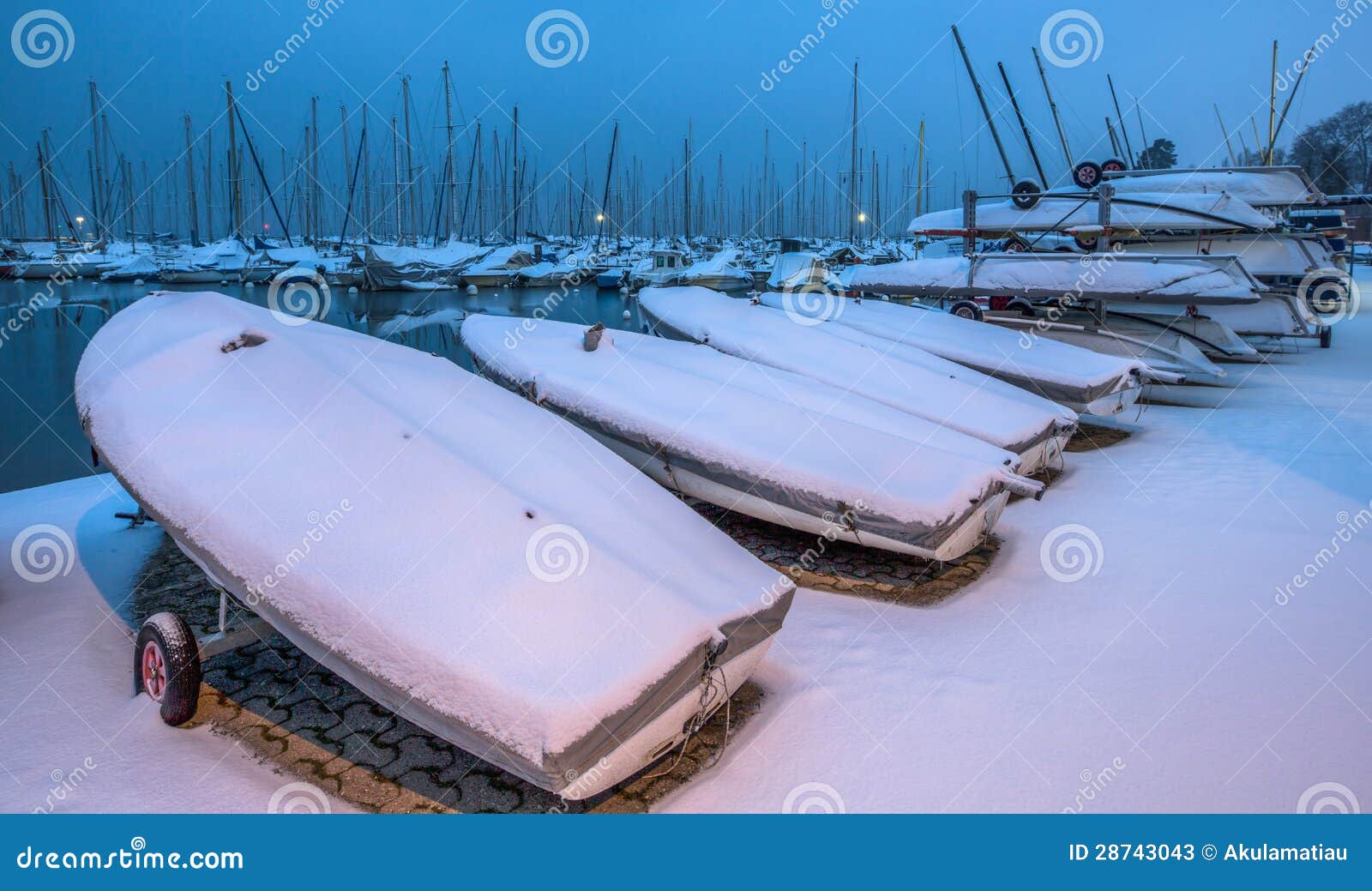 Snow Covered Boats III stock image. Image of frozen, swiss - 28743043