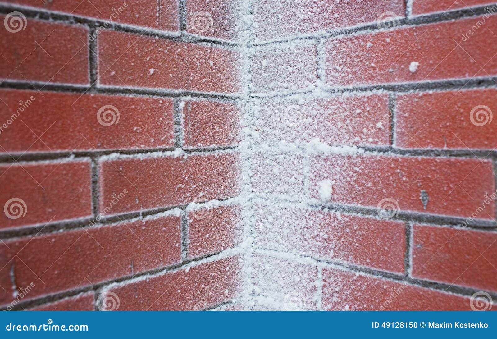 Snow Covered Brick Wall stock photo. Image of frame, covered - 49128150