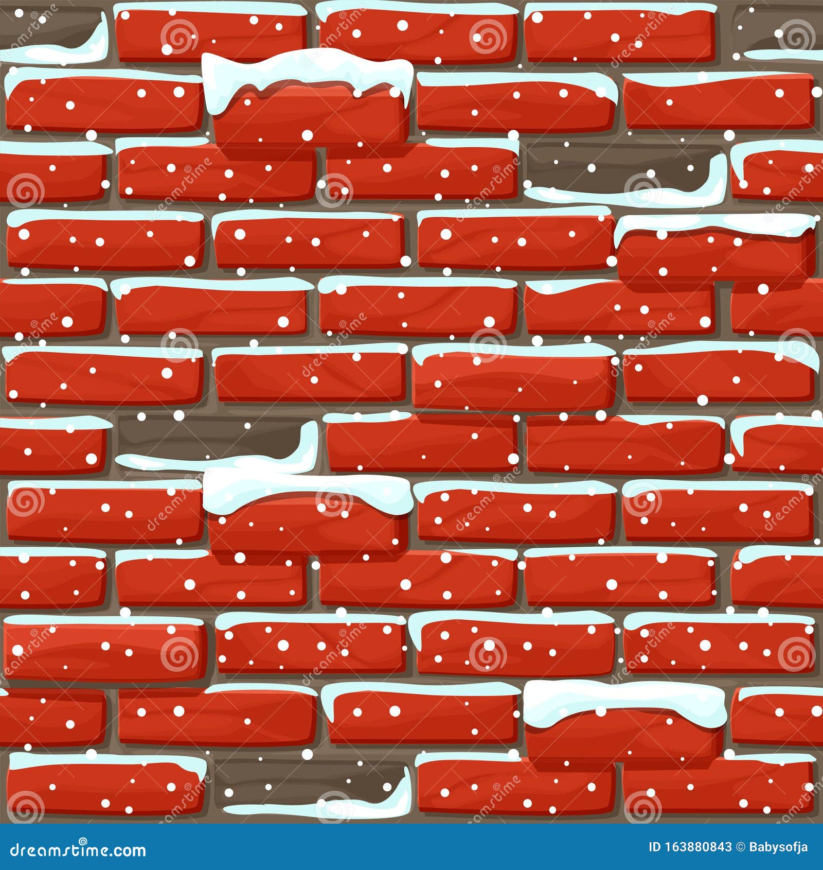 Snow Covered Brick Wall Texture Seamless. Vector Illustration Stones ...
