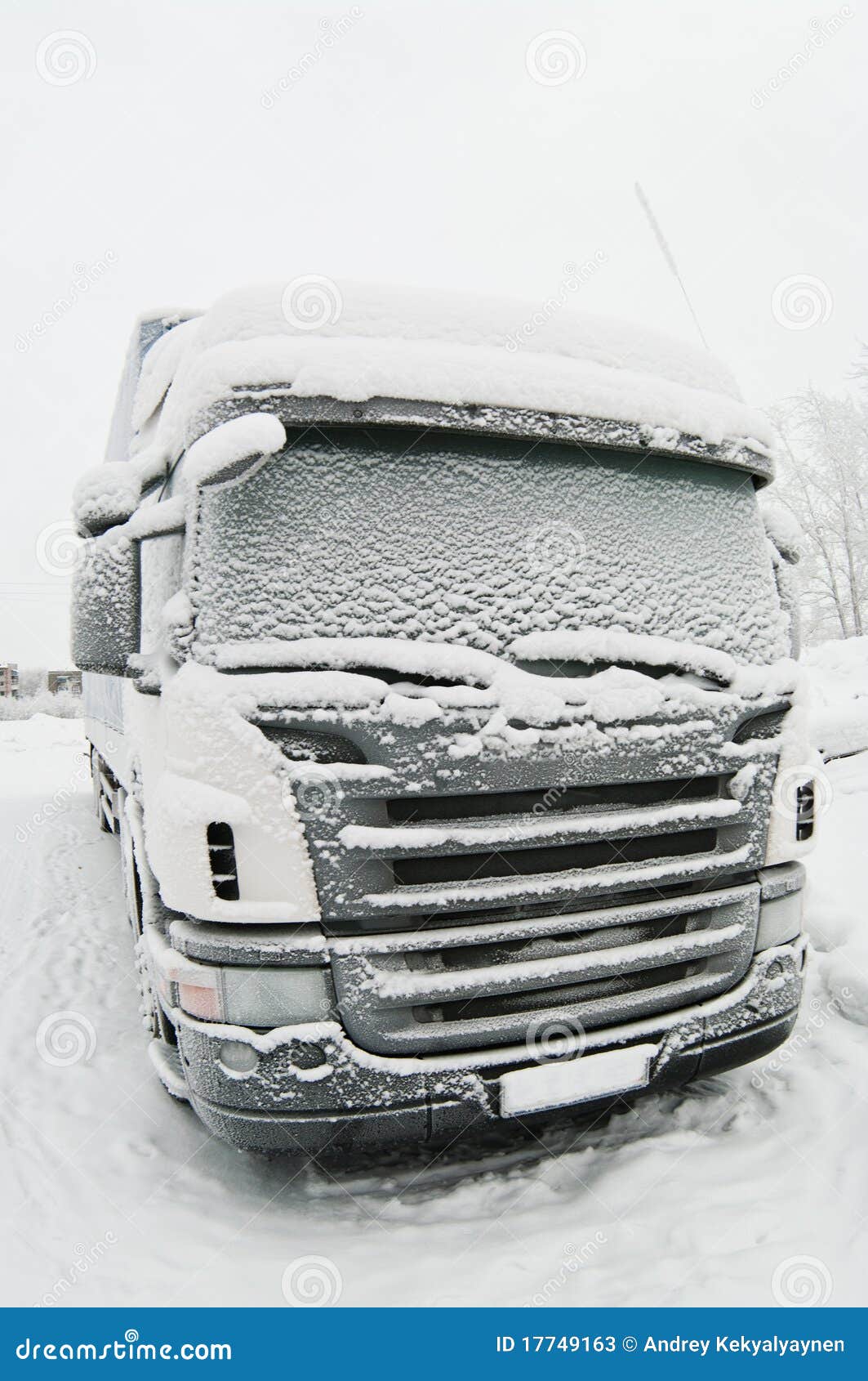Snow-covered Cab of the Truck Stock Image - Image of delivery, trucking ...