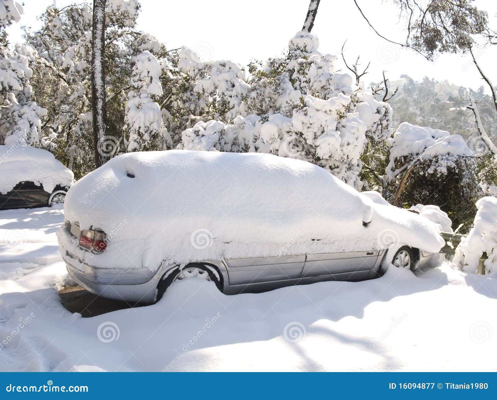 Snow covered car stock image. Image of covered, conditions - 16094877