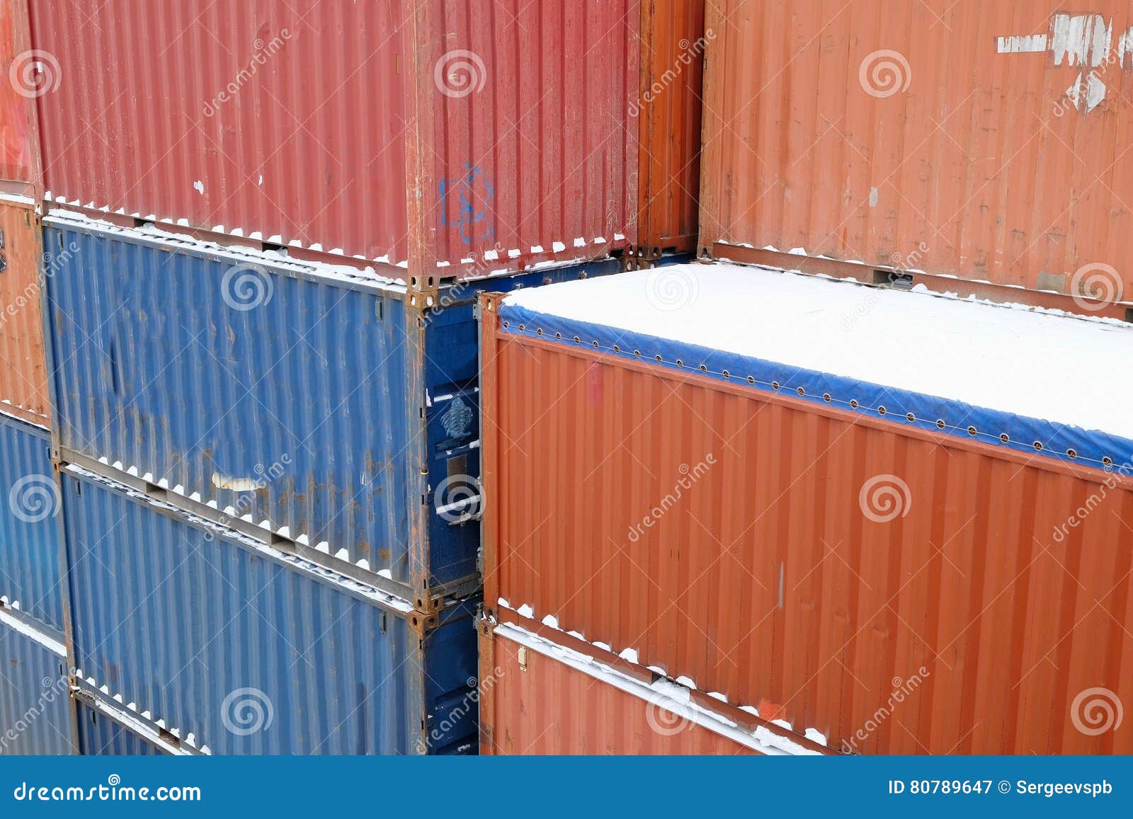 Snow-covered Cargo Containers Stock Image - Image of snowcovered ...