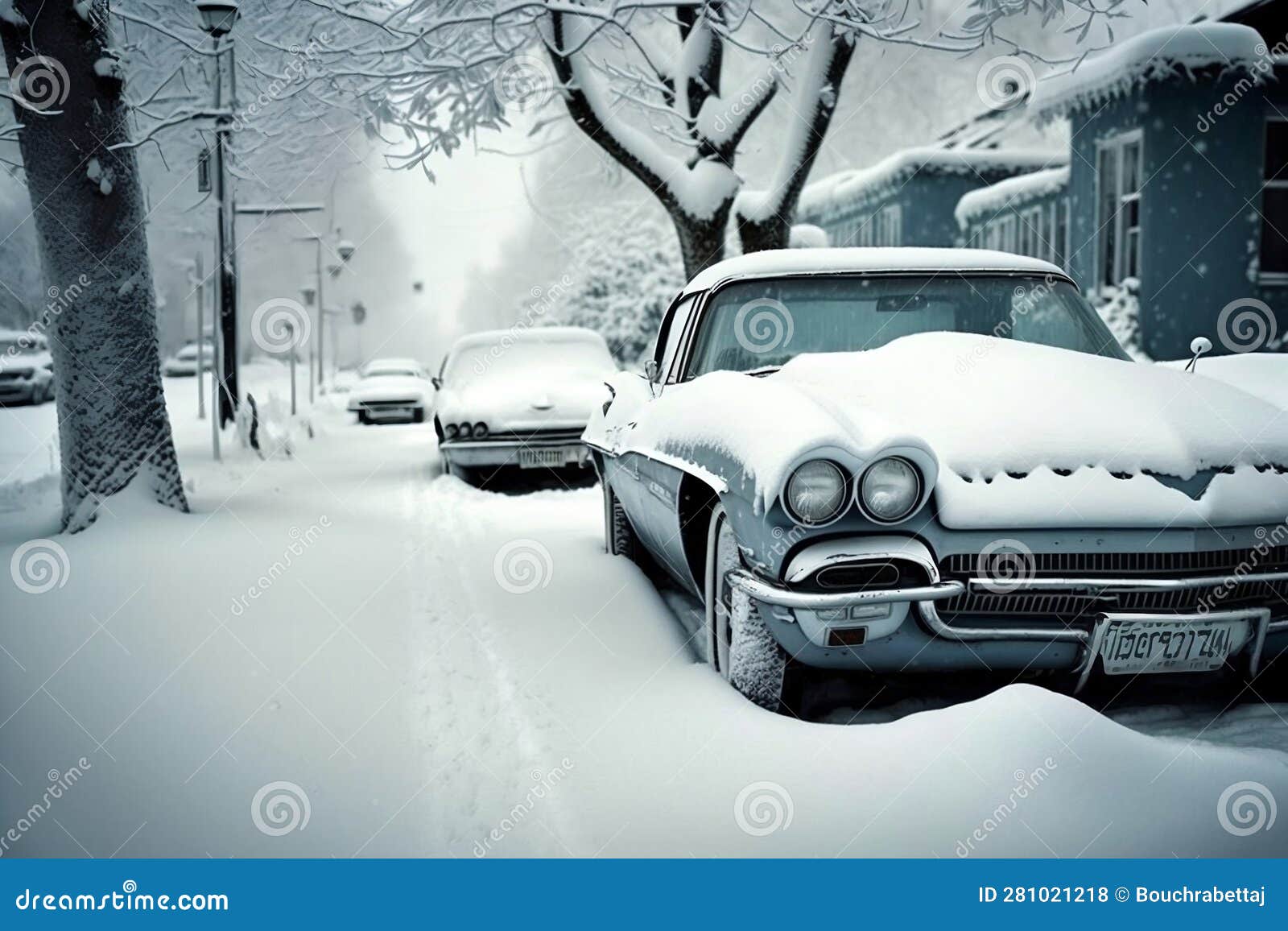 Snow Covered Cars, Cars Under Snow Stock Illustration - Illustration of ...