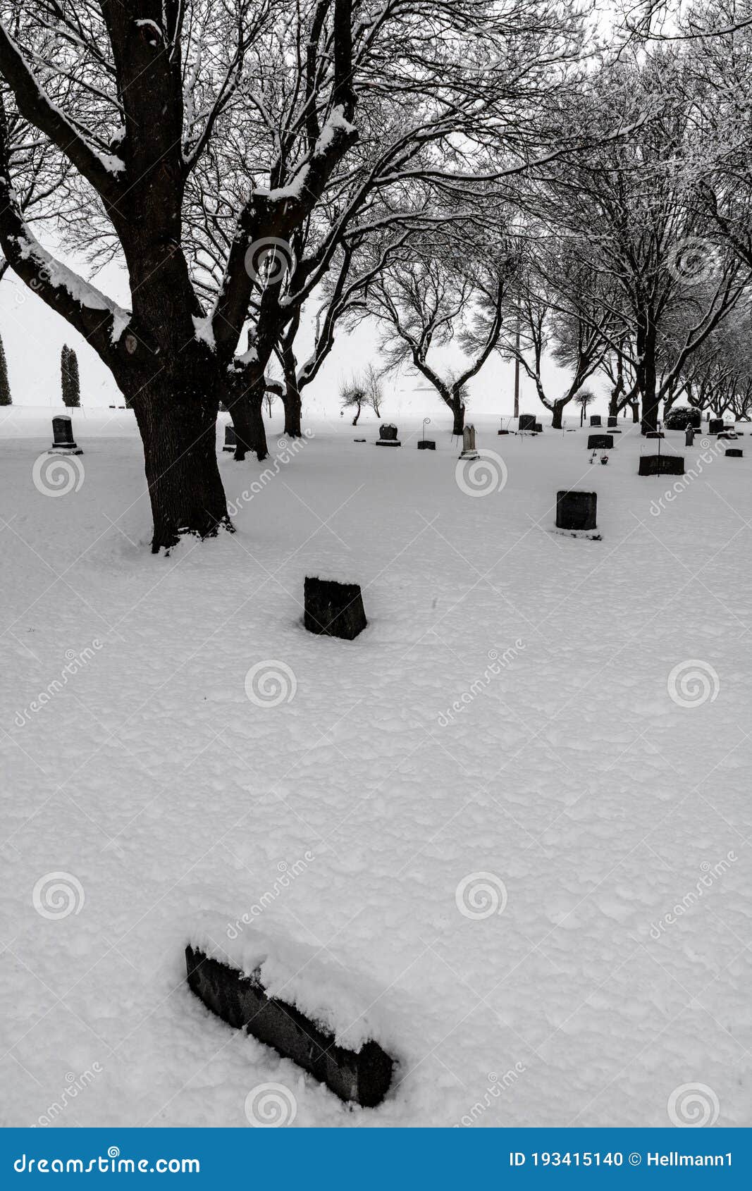 Snow Covered Cemetery stock photo. Image of washington - 193415140