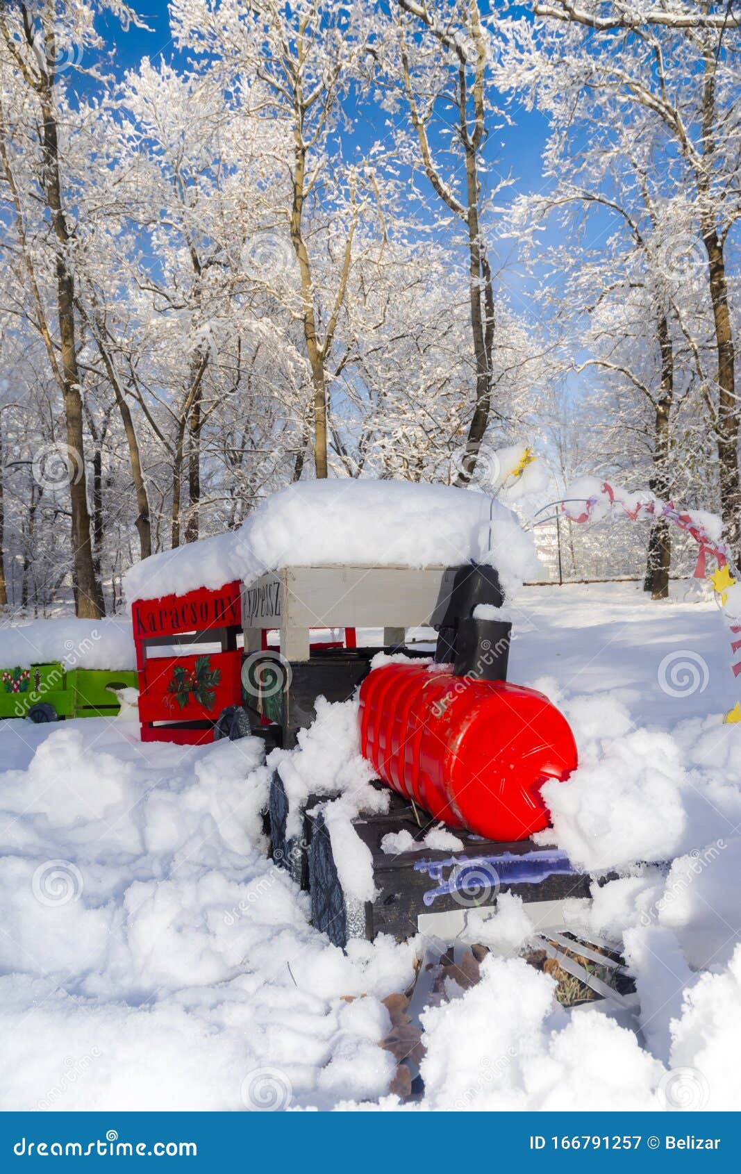 Snow Covered Christmas Train in a Forest Editorial Photography - Image ...