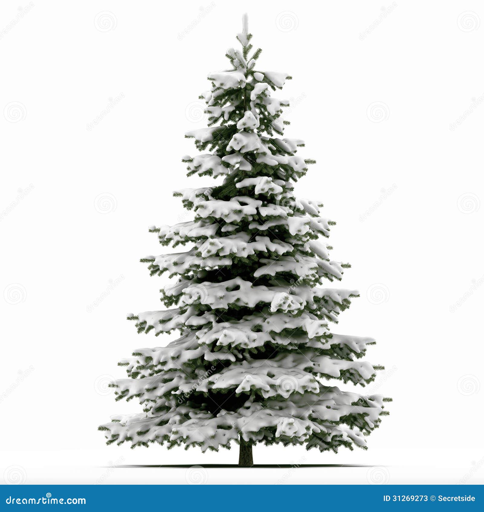 Snow Covered Christmas Tree Stock Illustration - Illustration of white ...