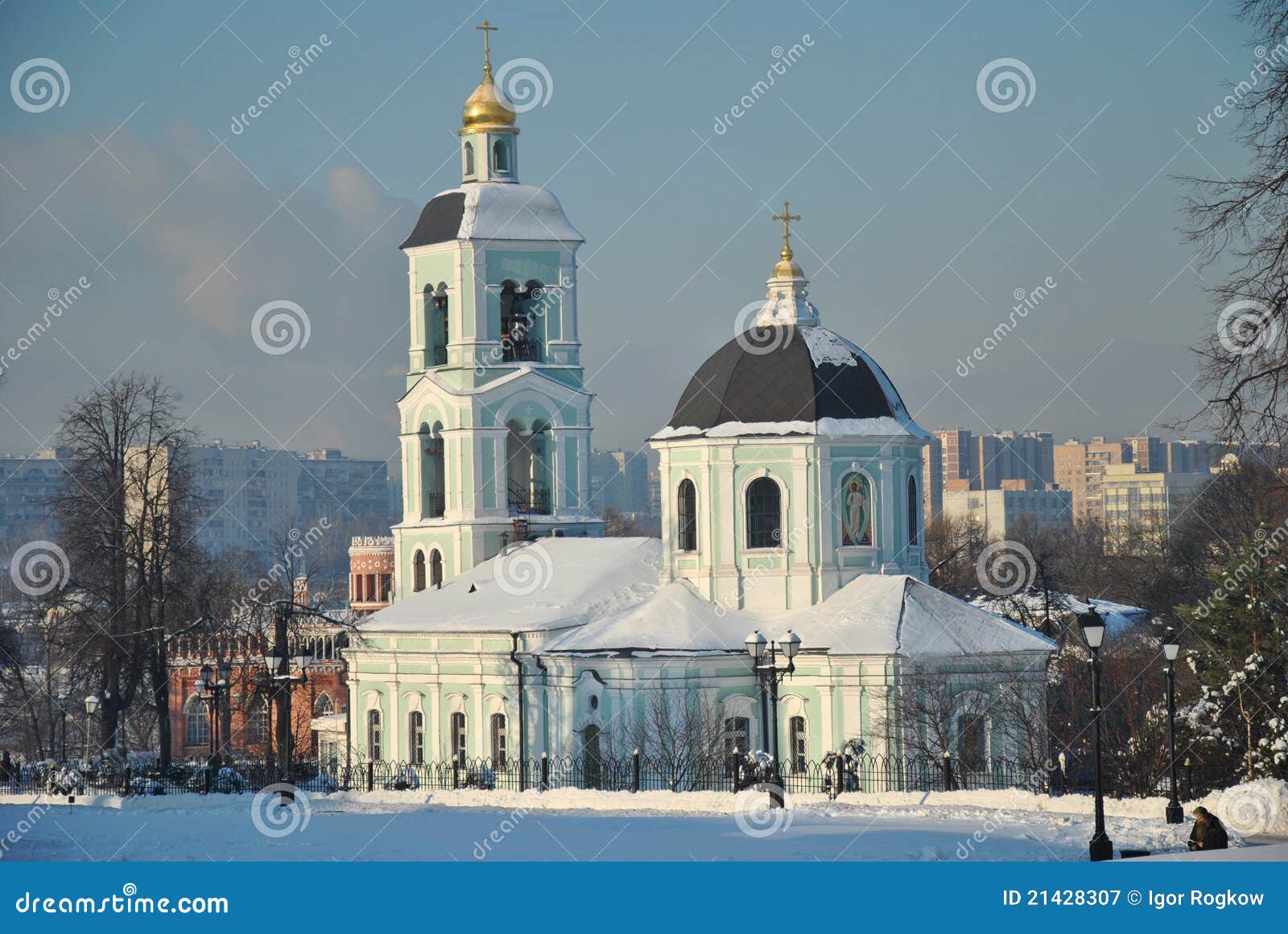 Snow-covered church stock image. Image of park, baroque - 21428307