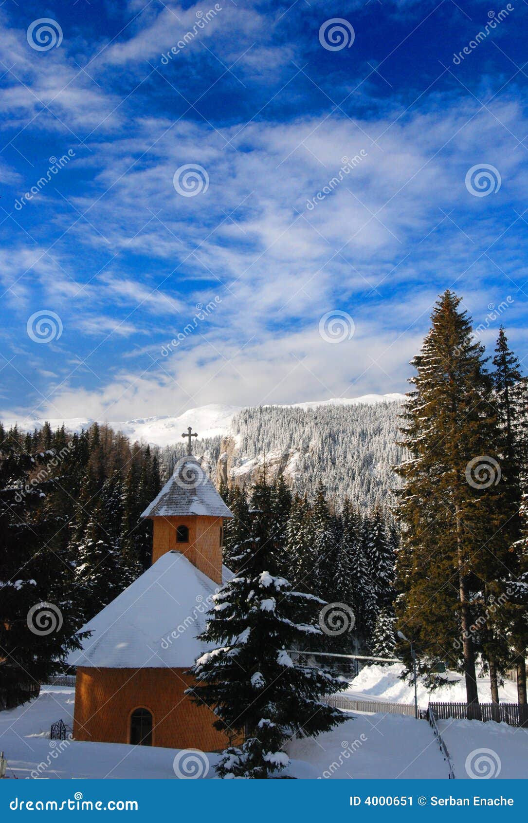 Snow-covered church stock image. Image of church, trees - 4000651