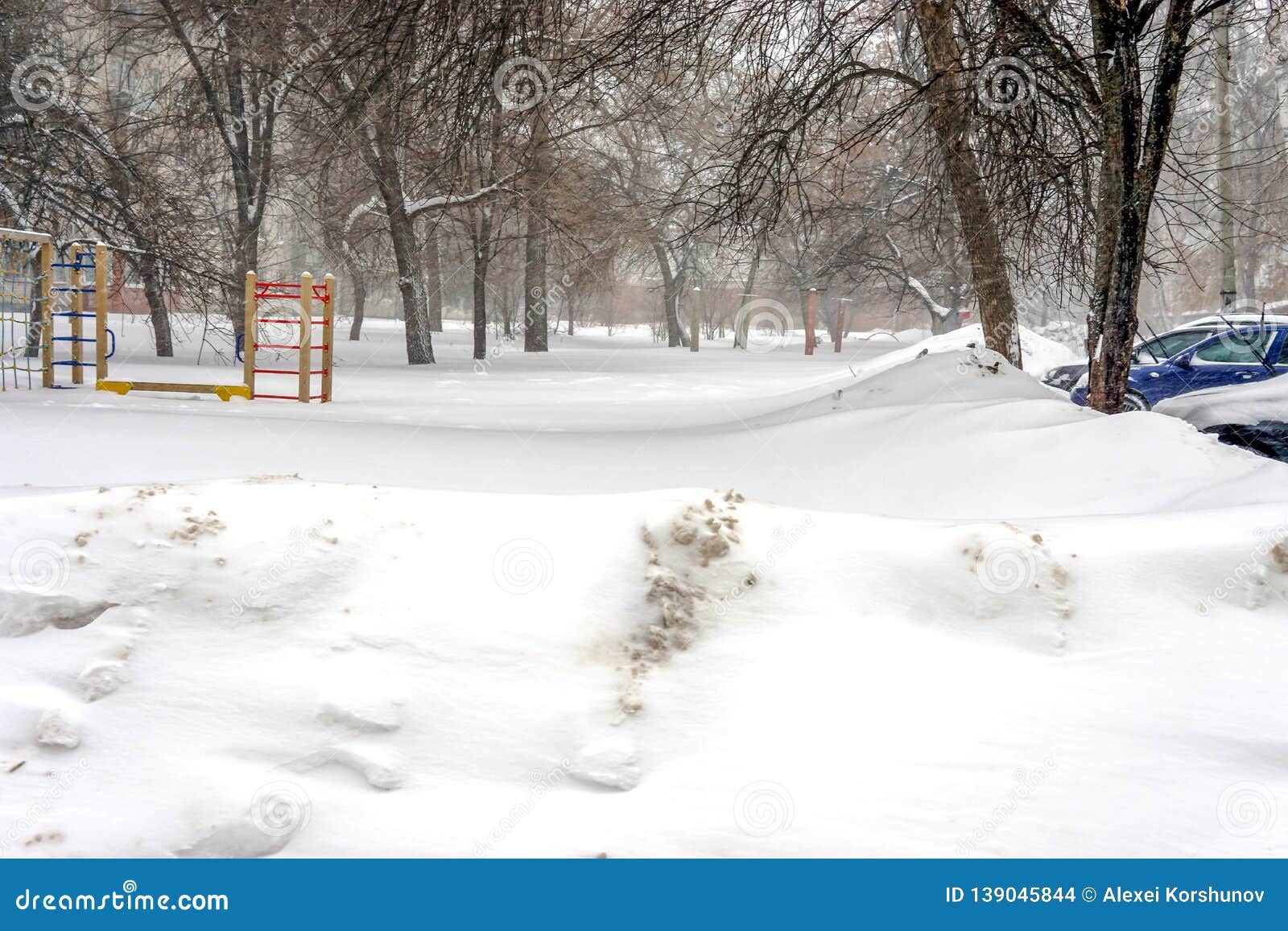 Snow-covered City Street during a Winter Snowfall Stock Photo - Image ...