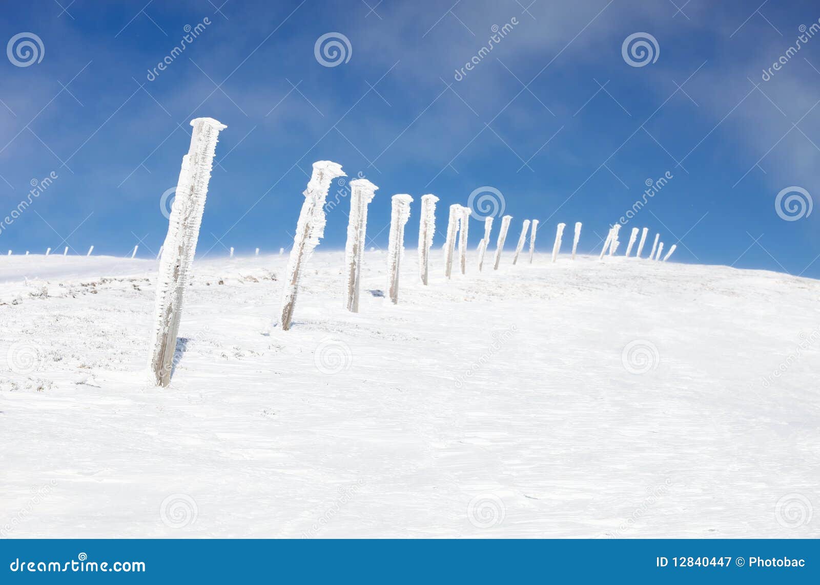 Snow-covered Columns on the Top of Mountain Stock Image - Image of ...