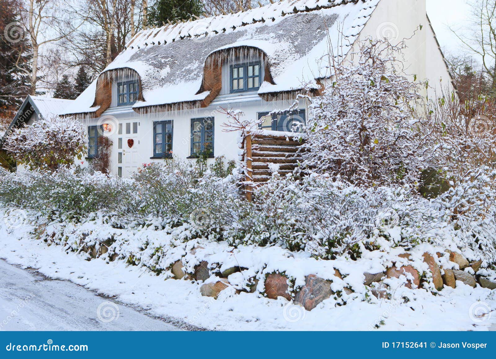 Snow Covered Cottage in Denmark Stock Image - Image of building, freeze ...