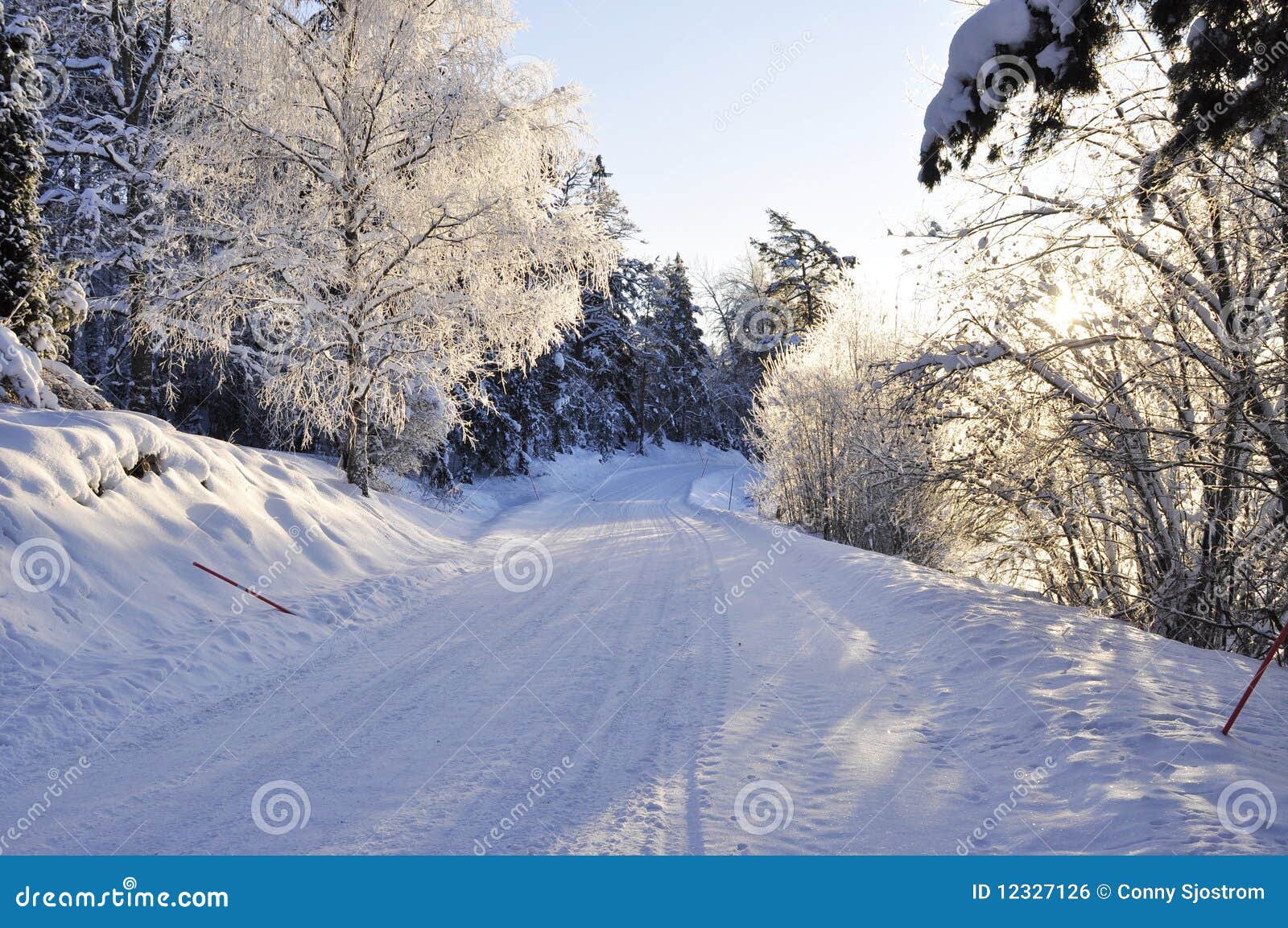 Snow covered country road stock photo. Image of nature - 12327126