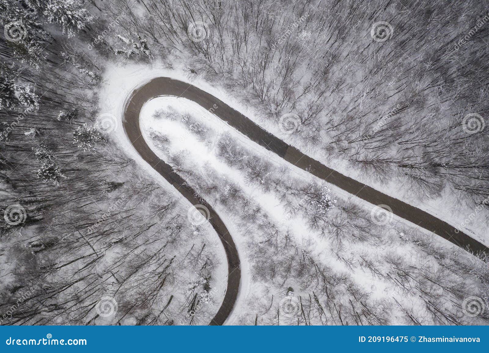 Snow Covered Curvy Mountain Road Stock Image - Image of snowy ...