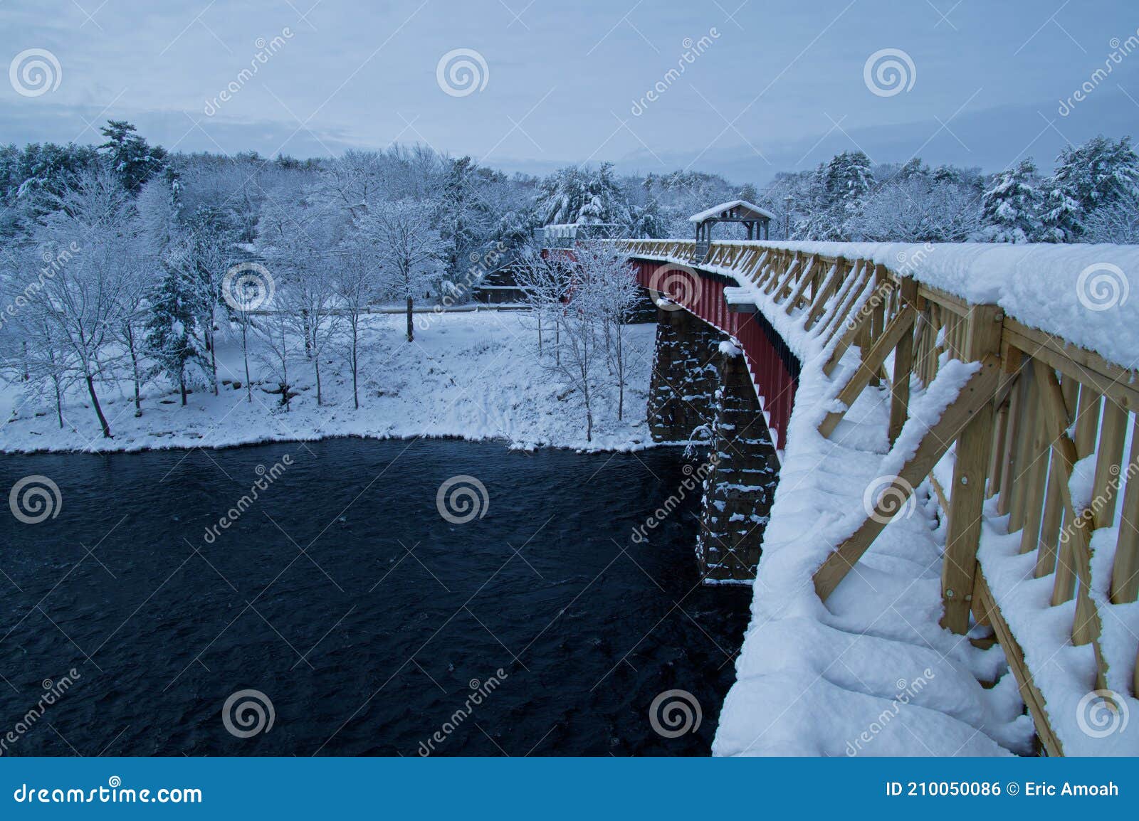 Snow Covered Elevated Wooden Trail Stock Photo - Image of mountain ...
