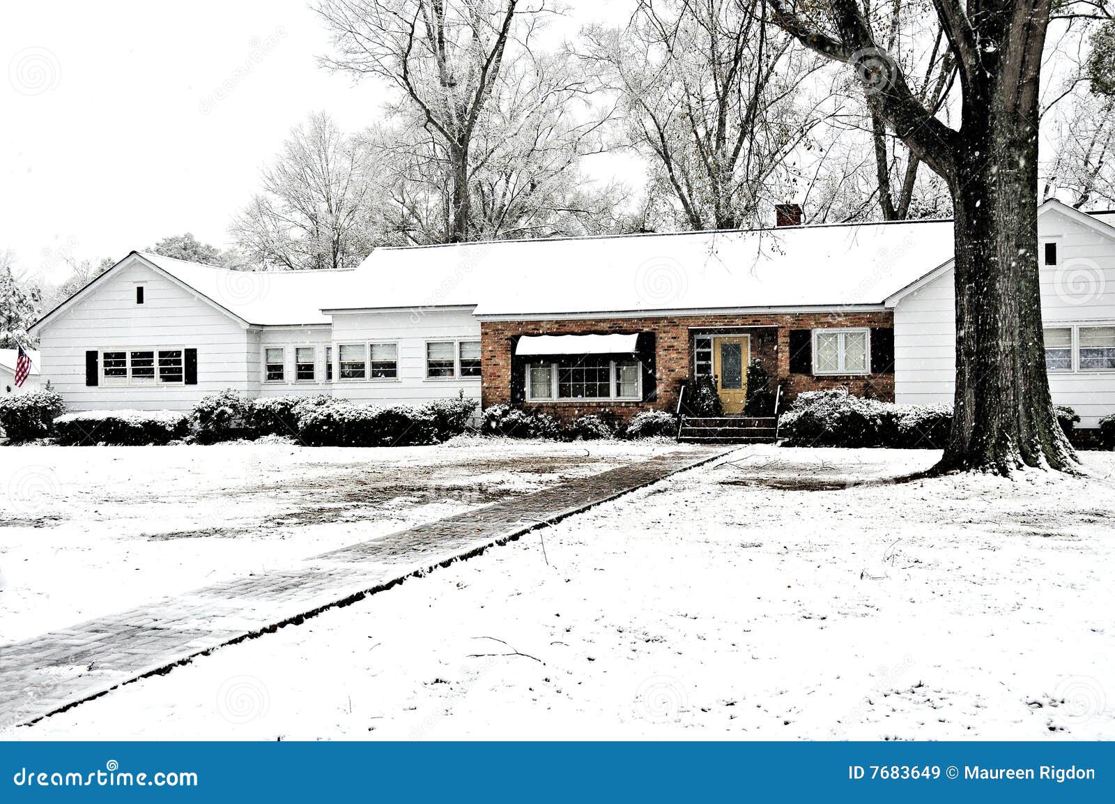 Snow Covered Farm House stock image. Image of field, forest - 7683649