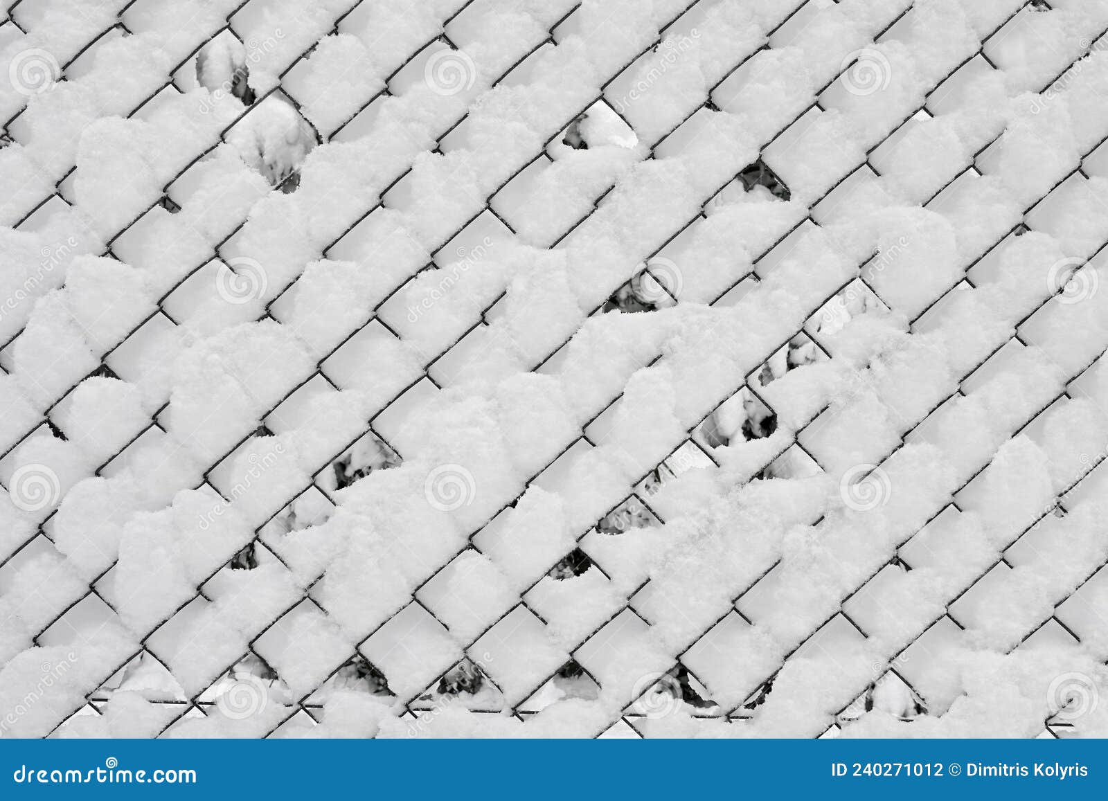 Snow Covered Fence Winter Background Stock Photo - Image of holes ...