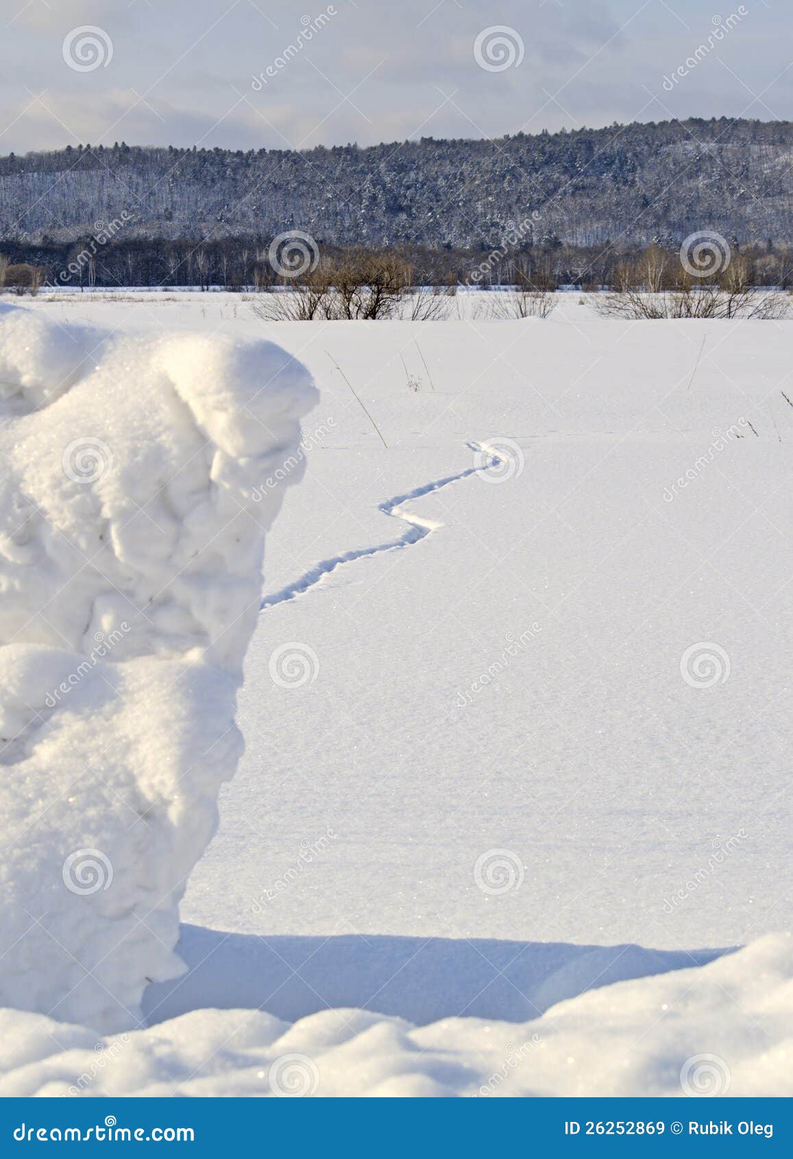 Snow-covered Field and Snow Block Stock Image - Image of wood, deserted ...