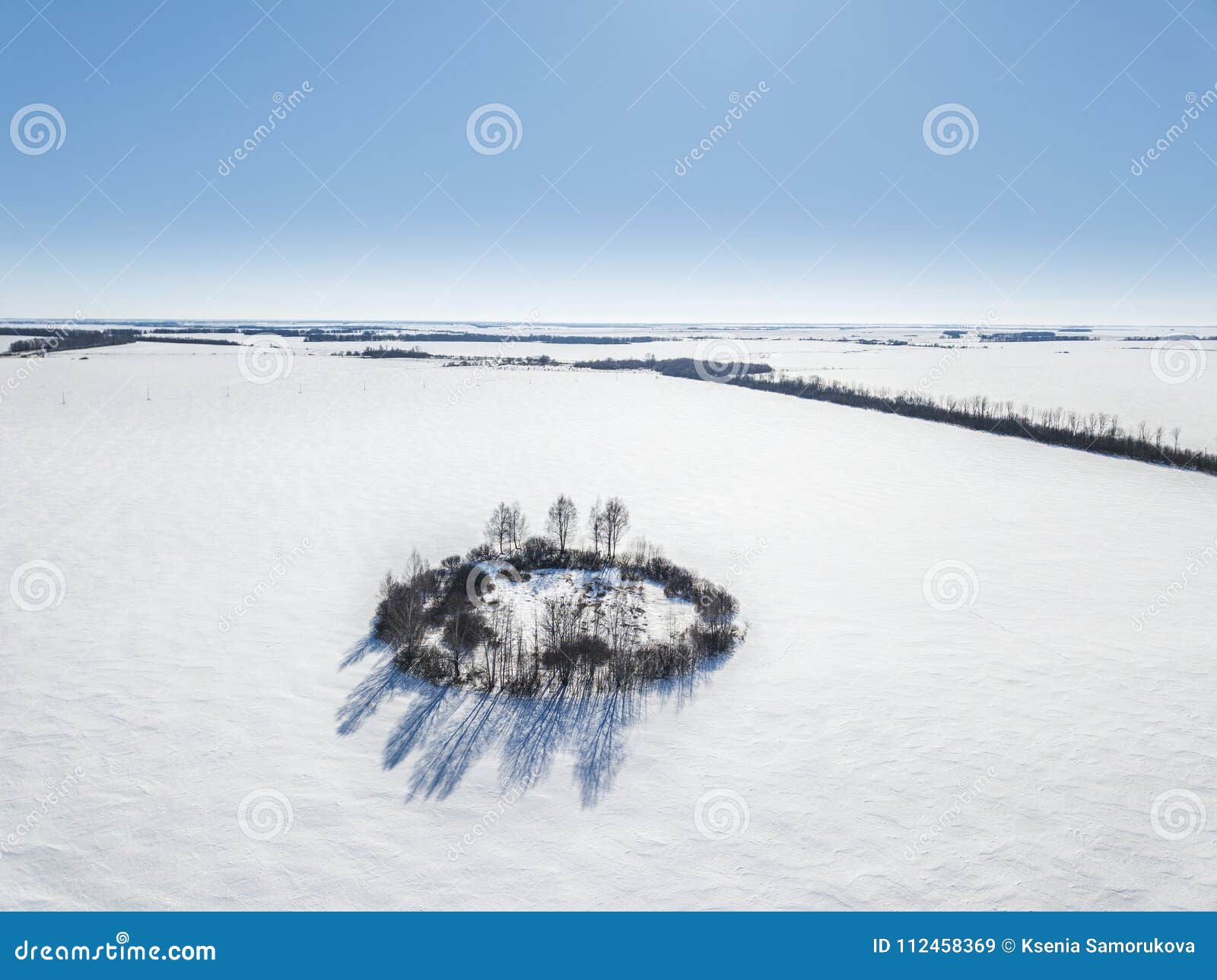 Snow-covered Field. Winter Landscape. Aerial View Stock Image - Image ...