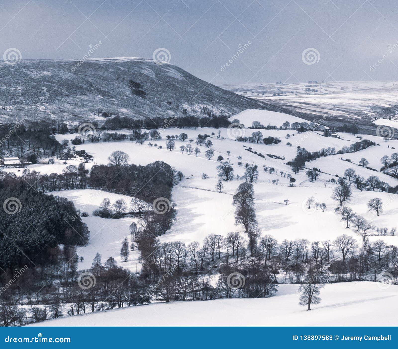 Snow Covered Fields and Trees Stock Image - Image of outdoor, moors ...