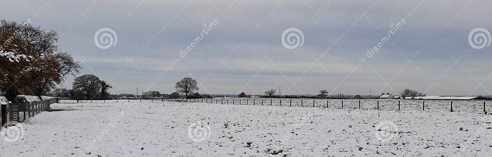 Snow Covered Fields on Welsh Farming Landscape Stock Image - Image of ...