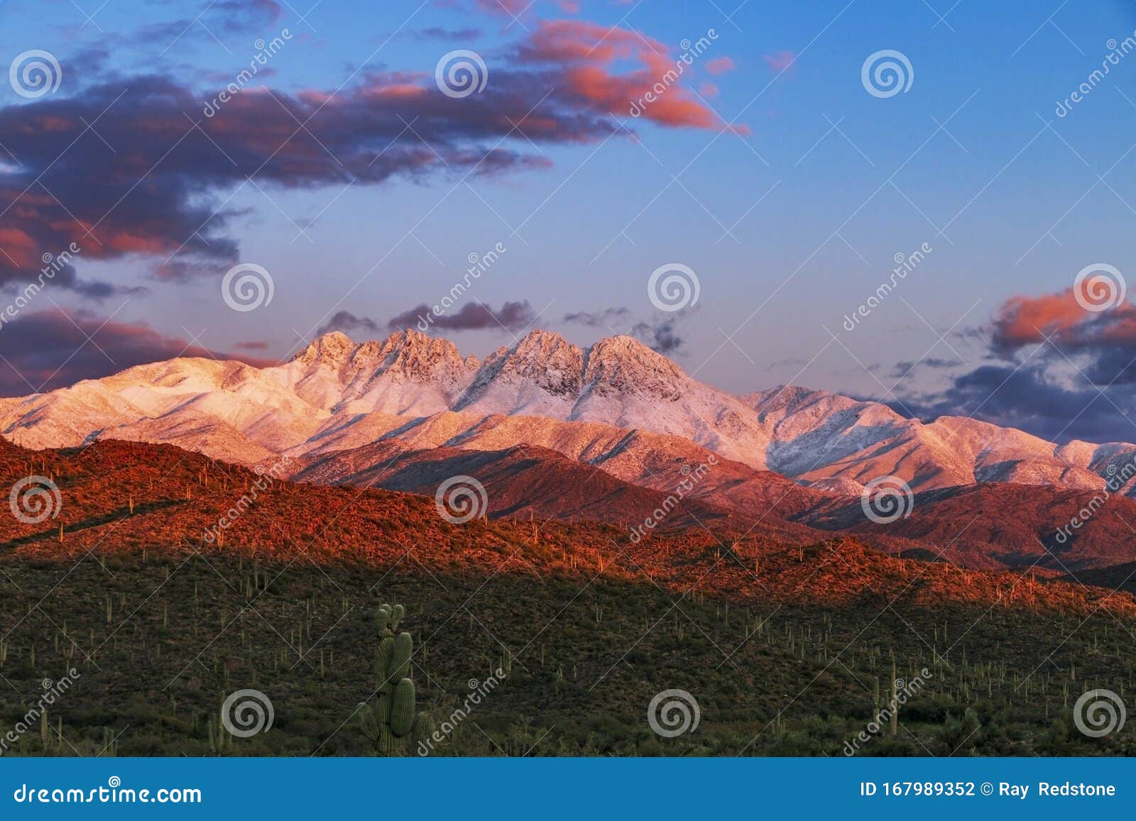 Snow Covered Four Peaks Mountain Range Outside Phoenix AZ Stock Photo ...