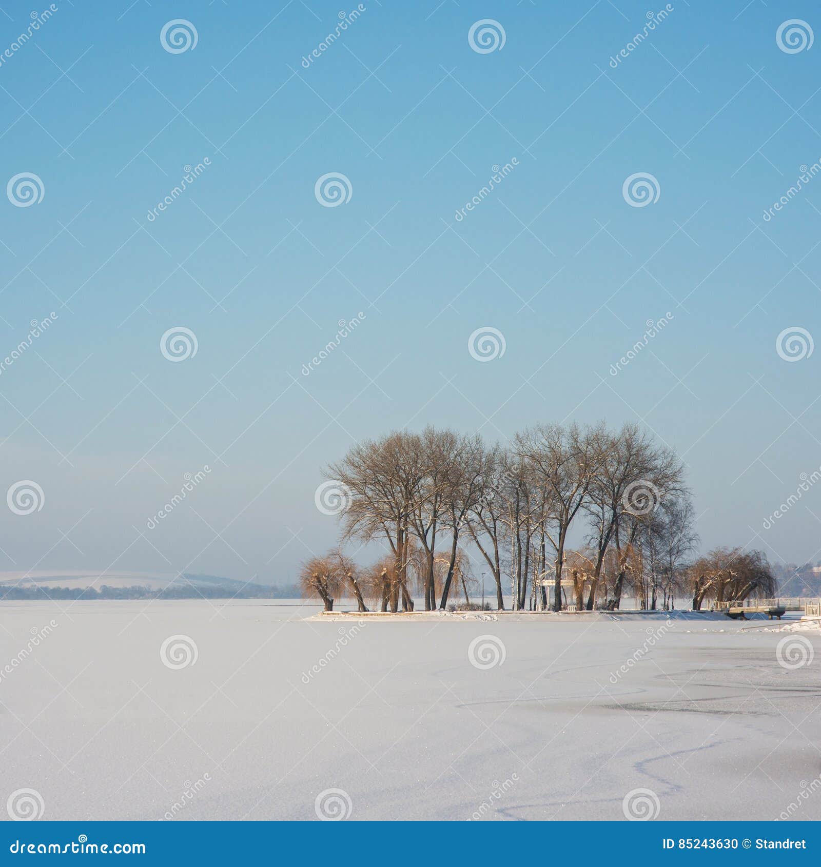 Snow-covered frozen island stock photo. Image of color - 85243630