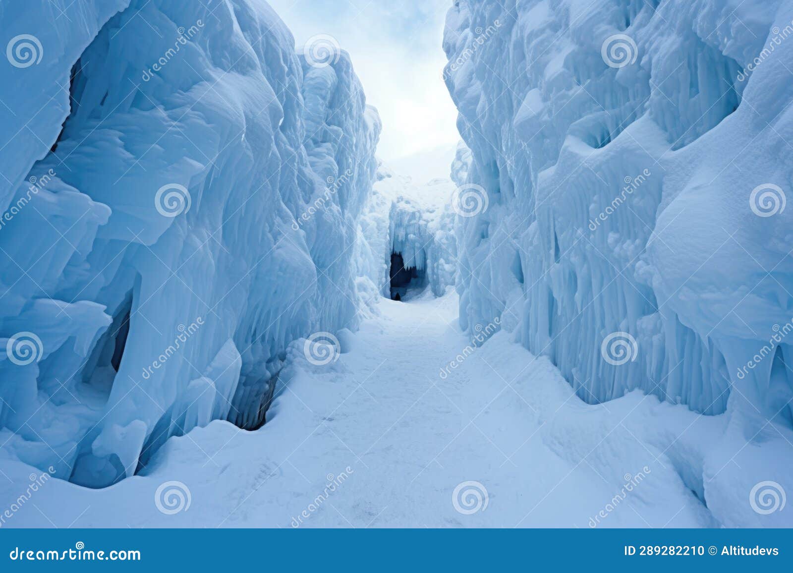 Snow-covered Glacier Crevasse in Winter Stock Photo - Image of ...