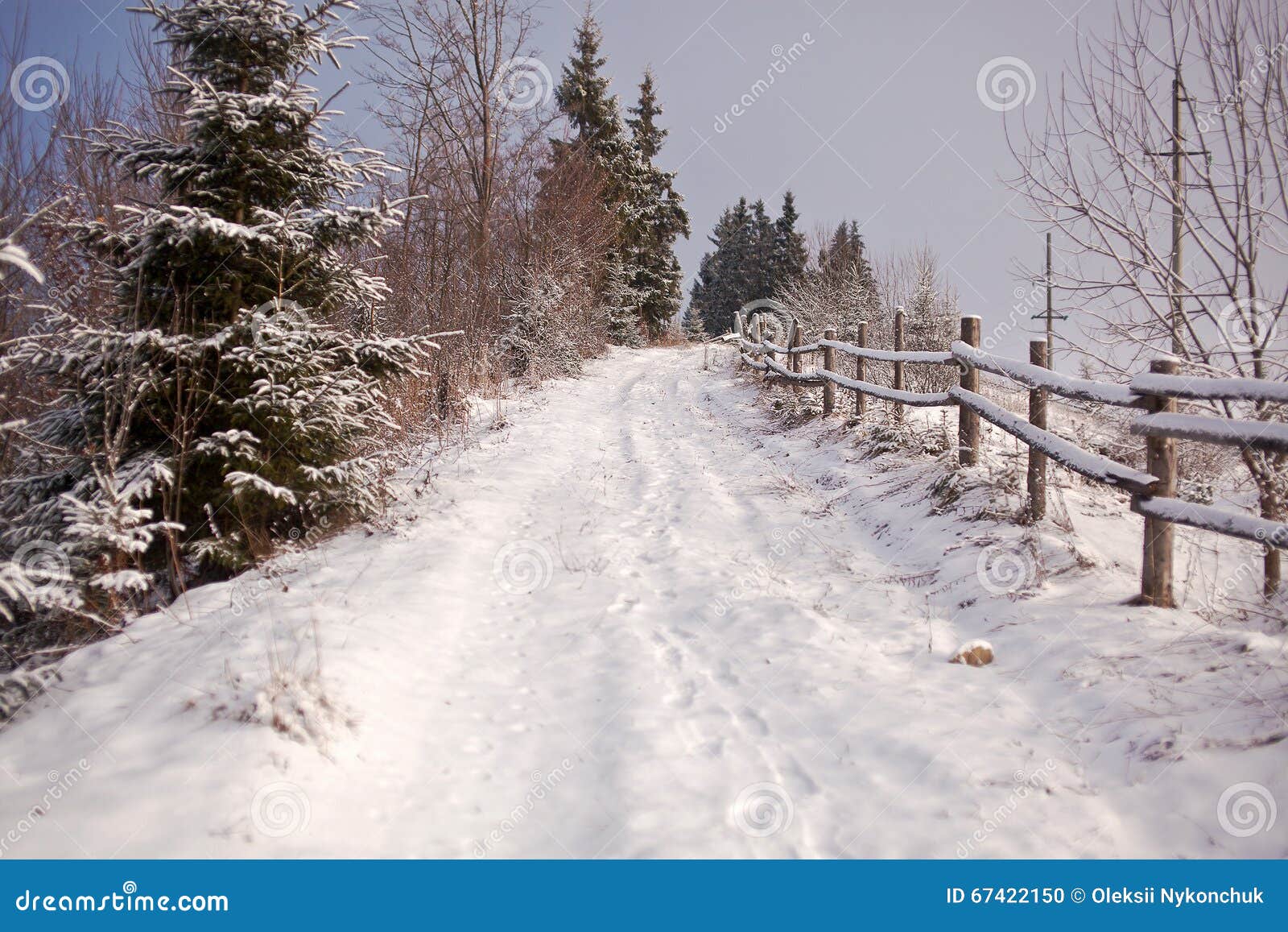 Snow-covered Ground Road in the Countryside Stock Photo - Image of ...