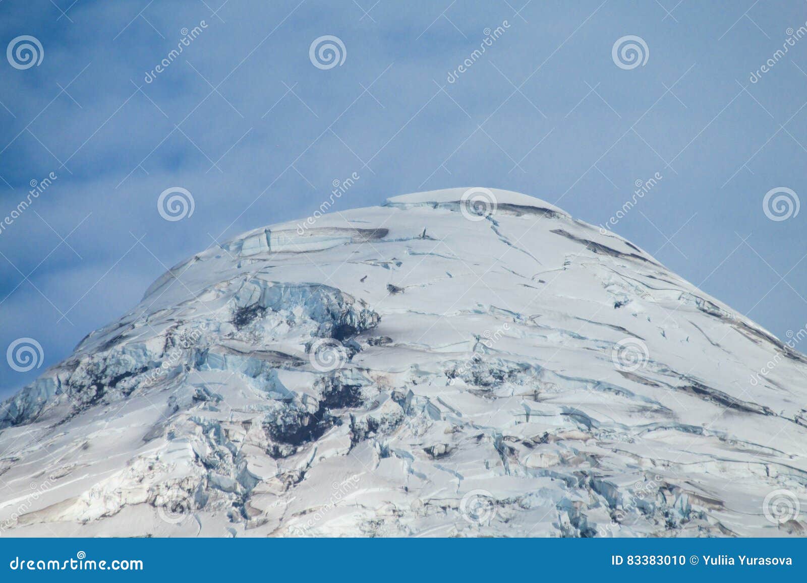 Snow Covered Hight Volcano Summit Above the Forest Stock Photo - Image ...