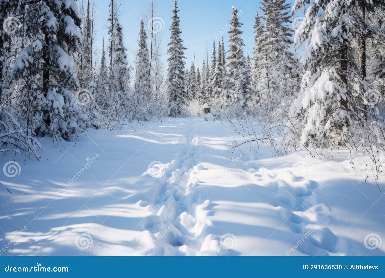 Snow Covered Hiking Trails with Visible Shoeprints Stock Photo - Image ...