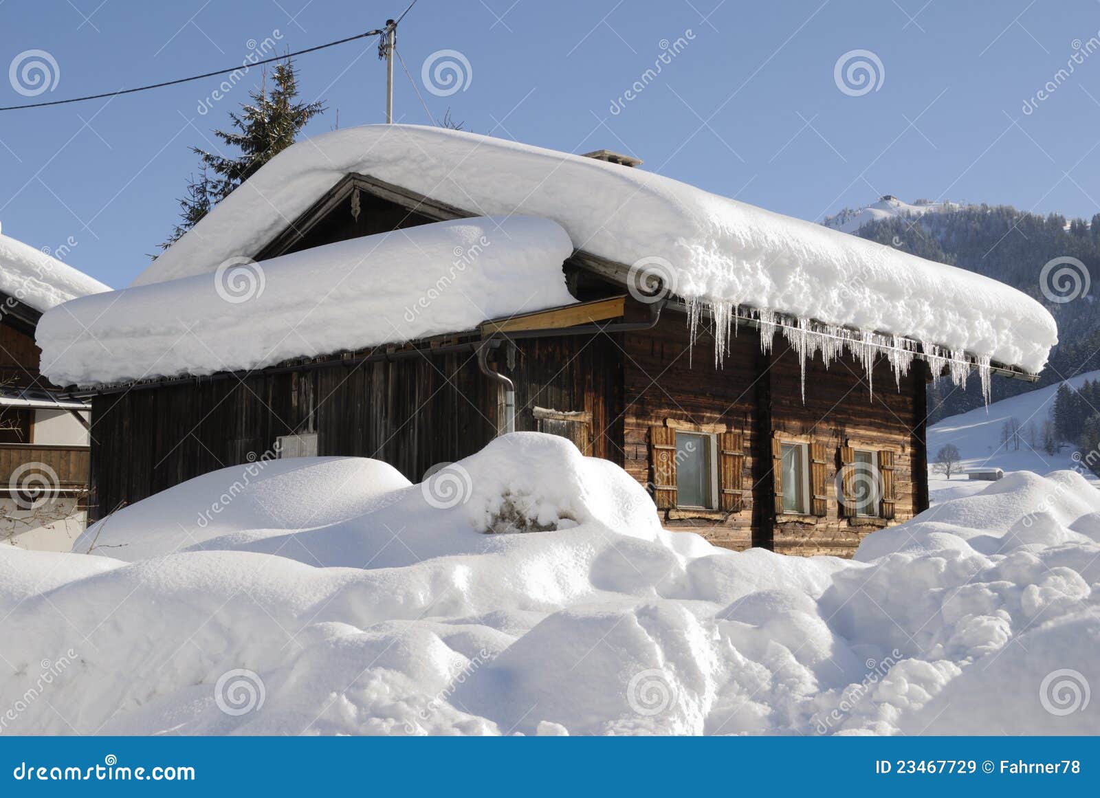 Snow covered house stock image. Image of forest, mountain - 23467729