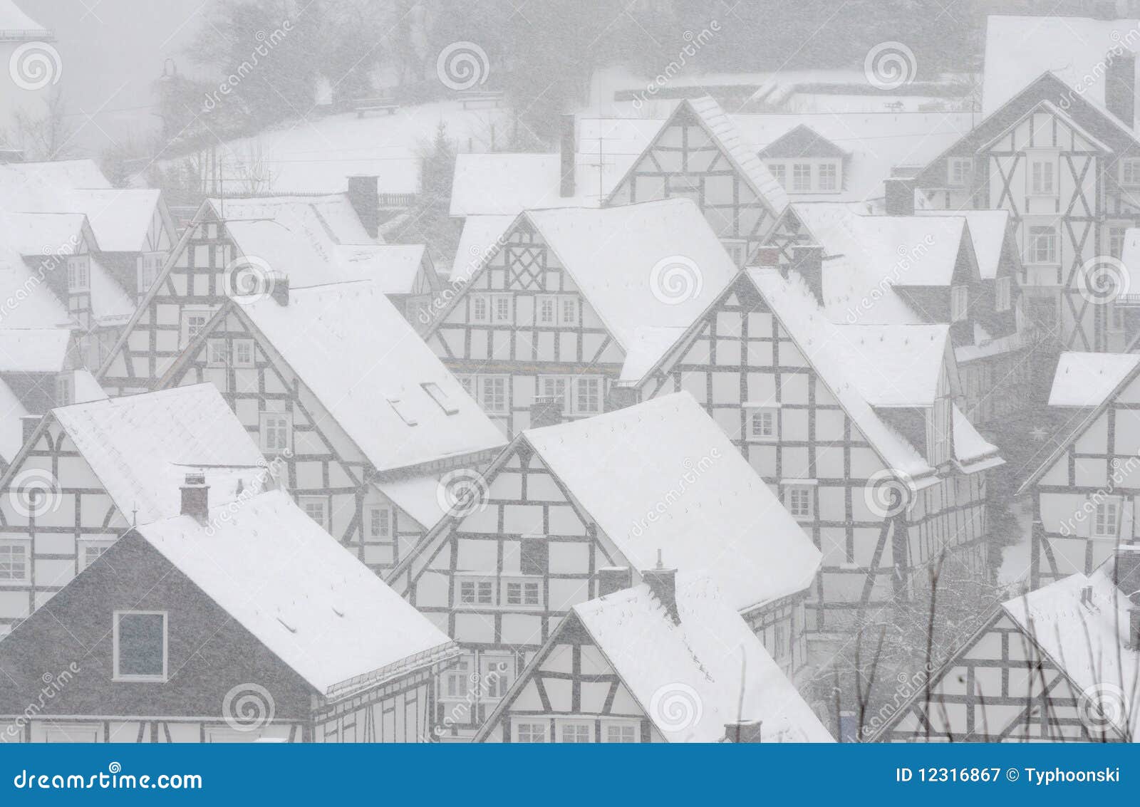 Snow-covered Houses in Germany Stock Image - Image of european, germany ...