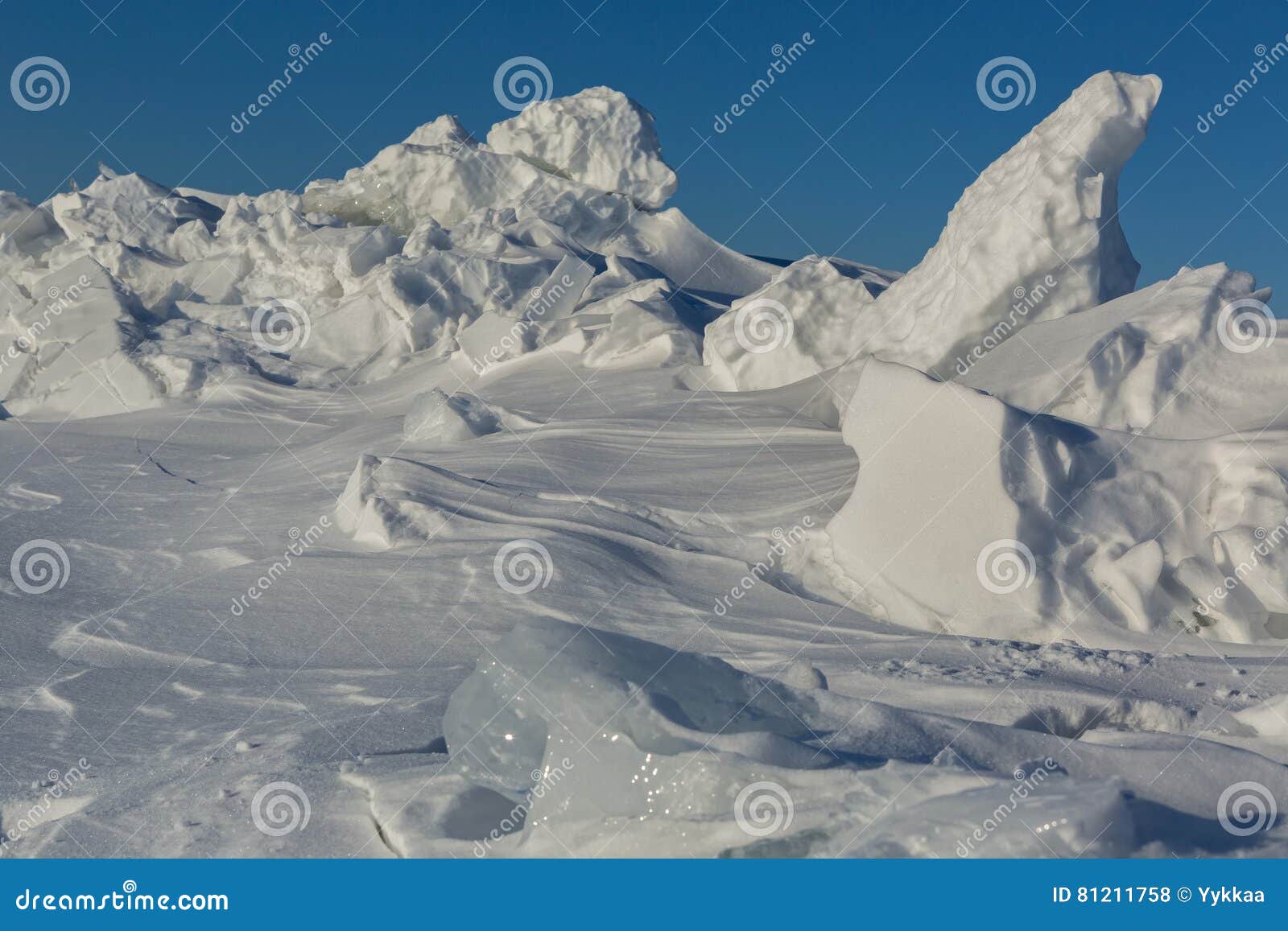 Snow-covered Ice Hummocks of Lake Baikal Stock Photo - Image of scenic ...