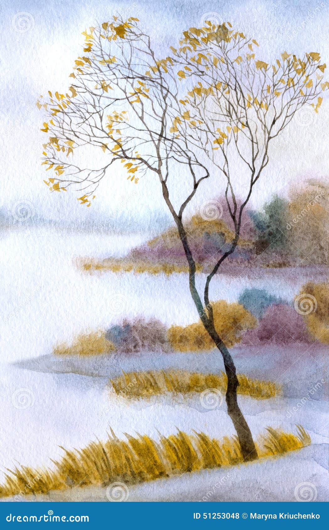 Snow Covered Lake In The Mist Stock Illustration Illustration Of
