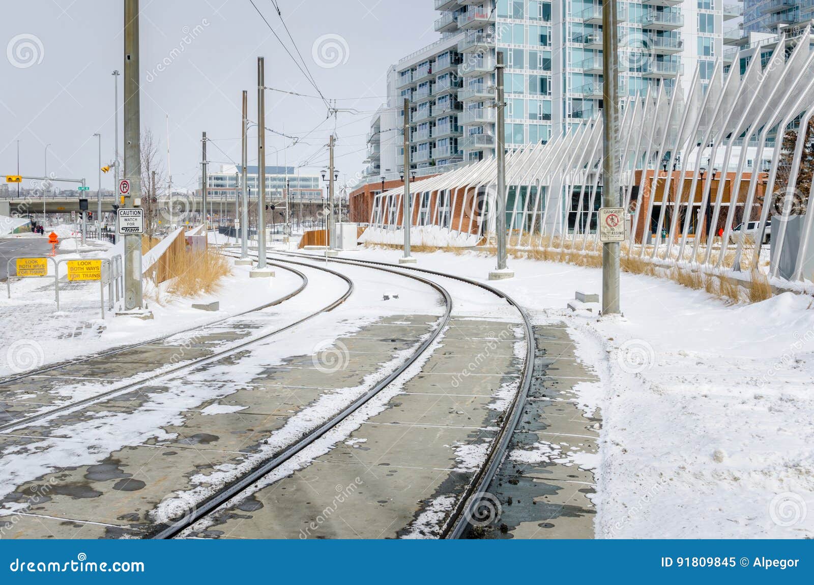 Snow Covered Light Rail Tracks Editorial Image - Image of metro ...