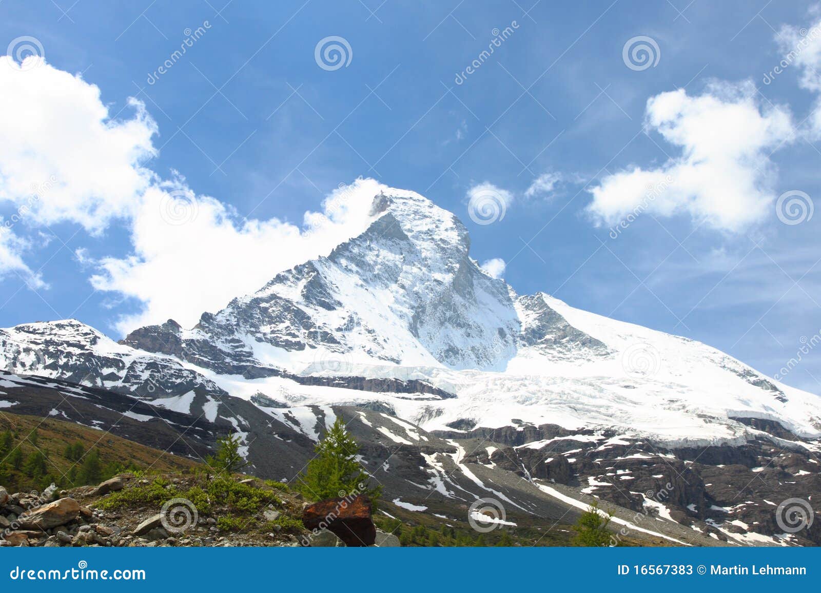 Snow covered Matterhorn stock image. Image of rising - 16567383