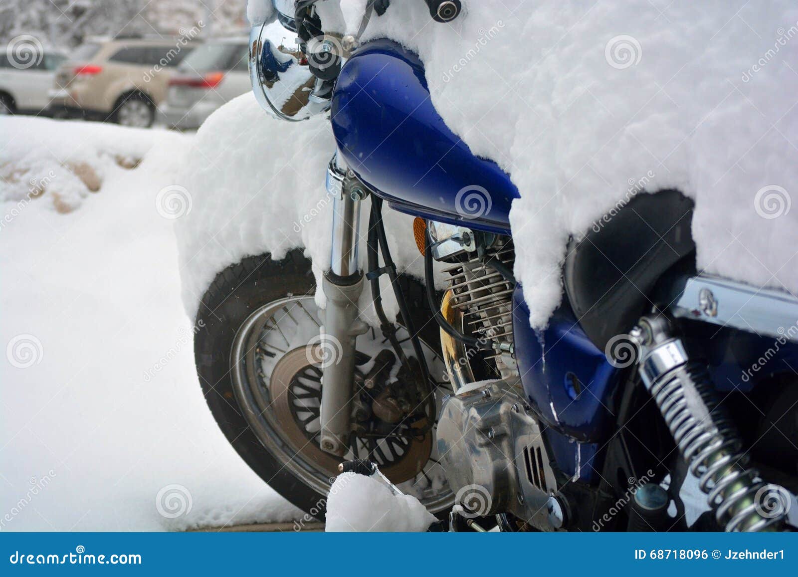 Snow Covered Motorcycle on a Cold Winter Day Stock Photo - Image of ...