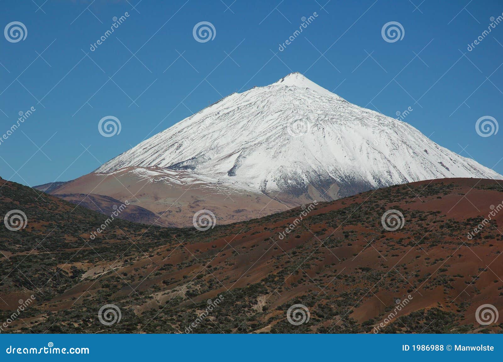 Snow covered mount teide stock photo. Image of volcano - 1986988