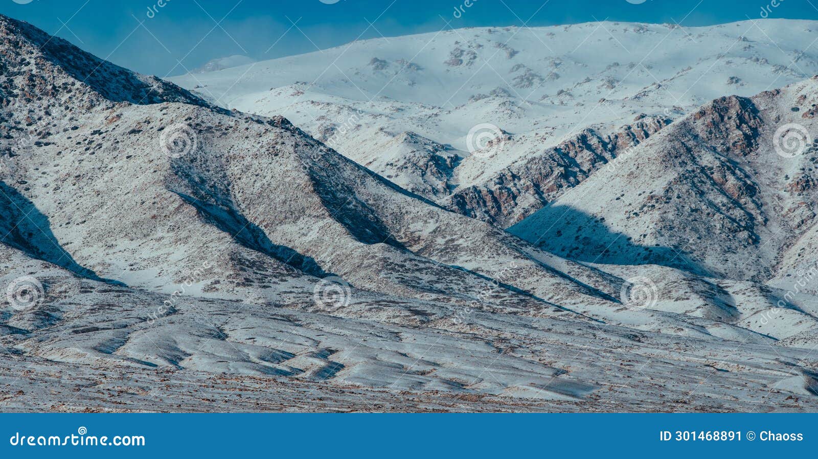 Snow-covered Mountain Peaks in Winter Stock Image - Image of snowy ...