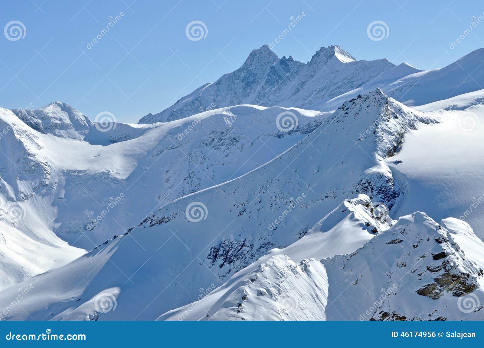 Snow Covered Mountains in the Austrian Alps Stock Photo - Image of ...