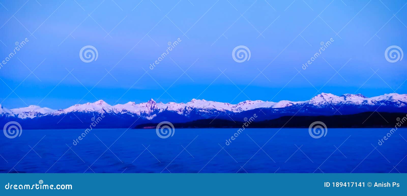 Snow Covered Mountains and Blue Ocean Stock Image - Image of cloud ...