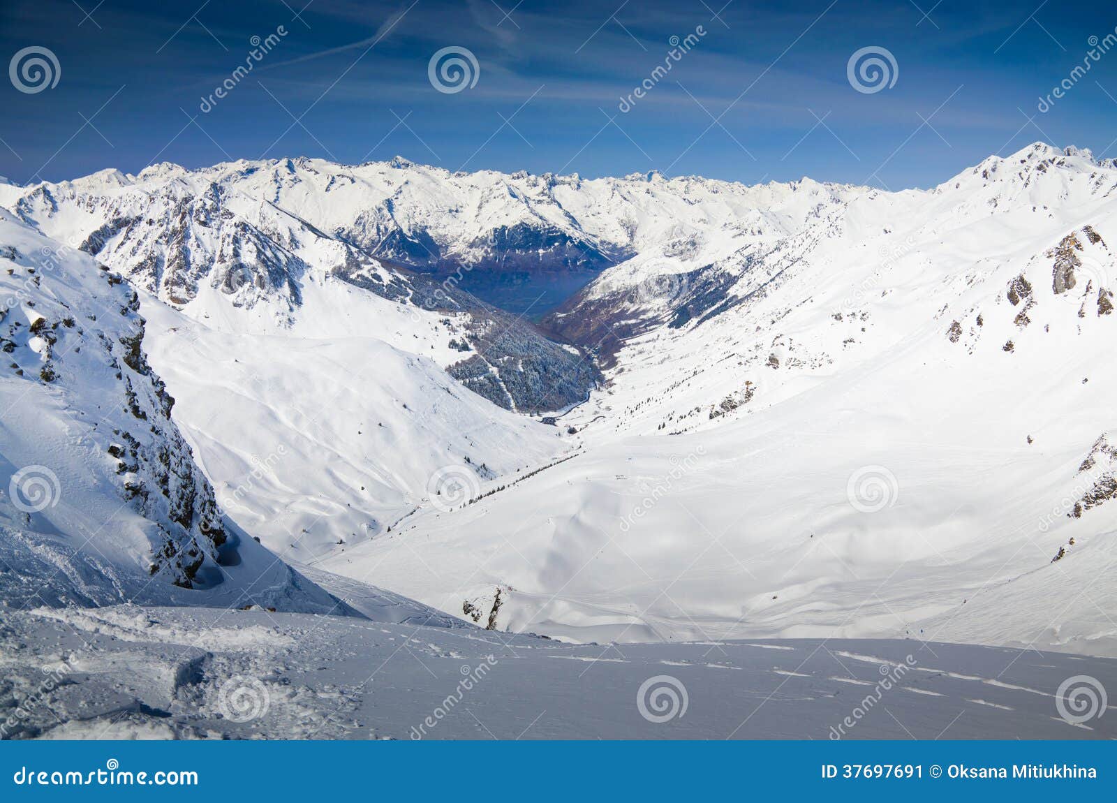 Snow-covered Mountains in the Spring Pyrenees Stock Image - Image of ...