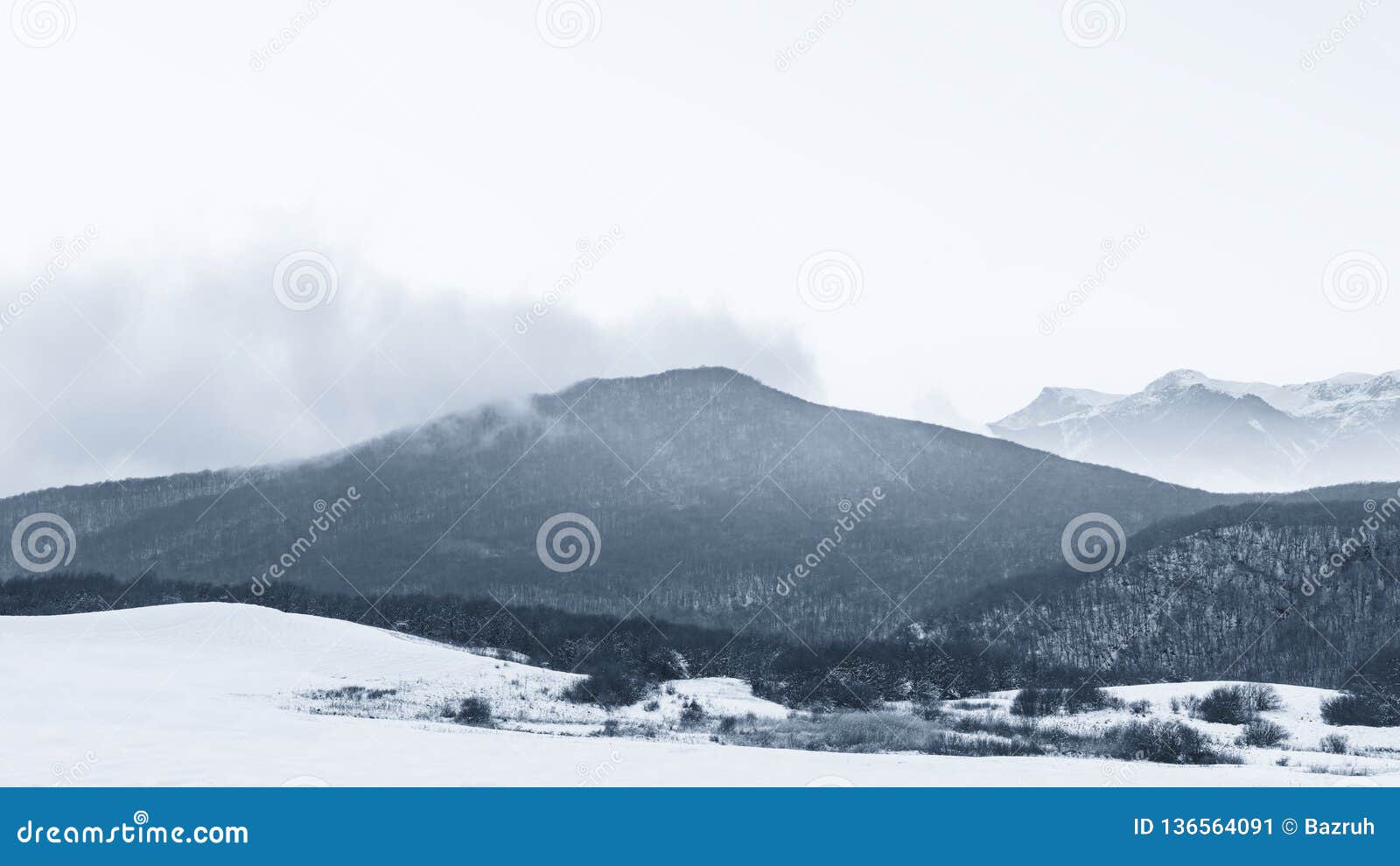 Snow Covered Mountains, Winter Scene Stock Image - Image of panoramic ...
