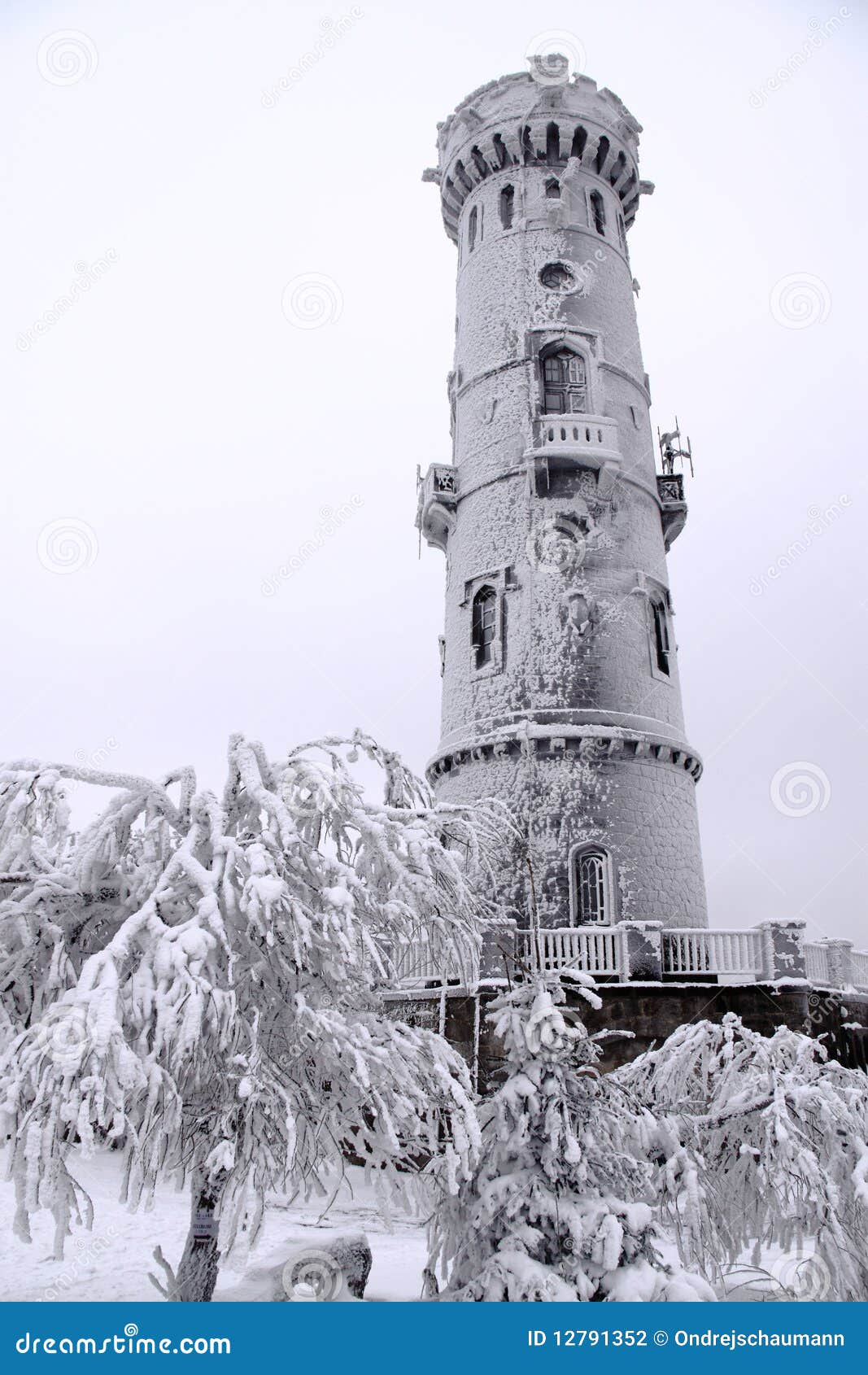 Snow covered outlook tower stock photo. Image of gallery - 12791352