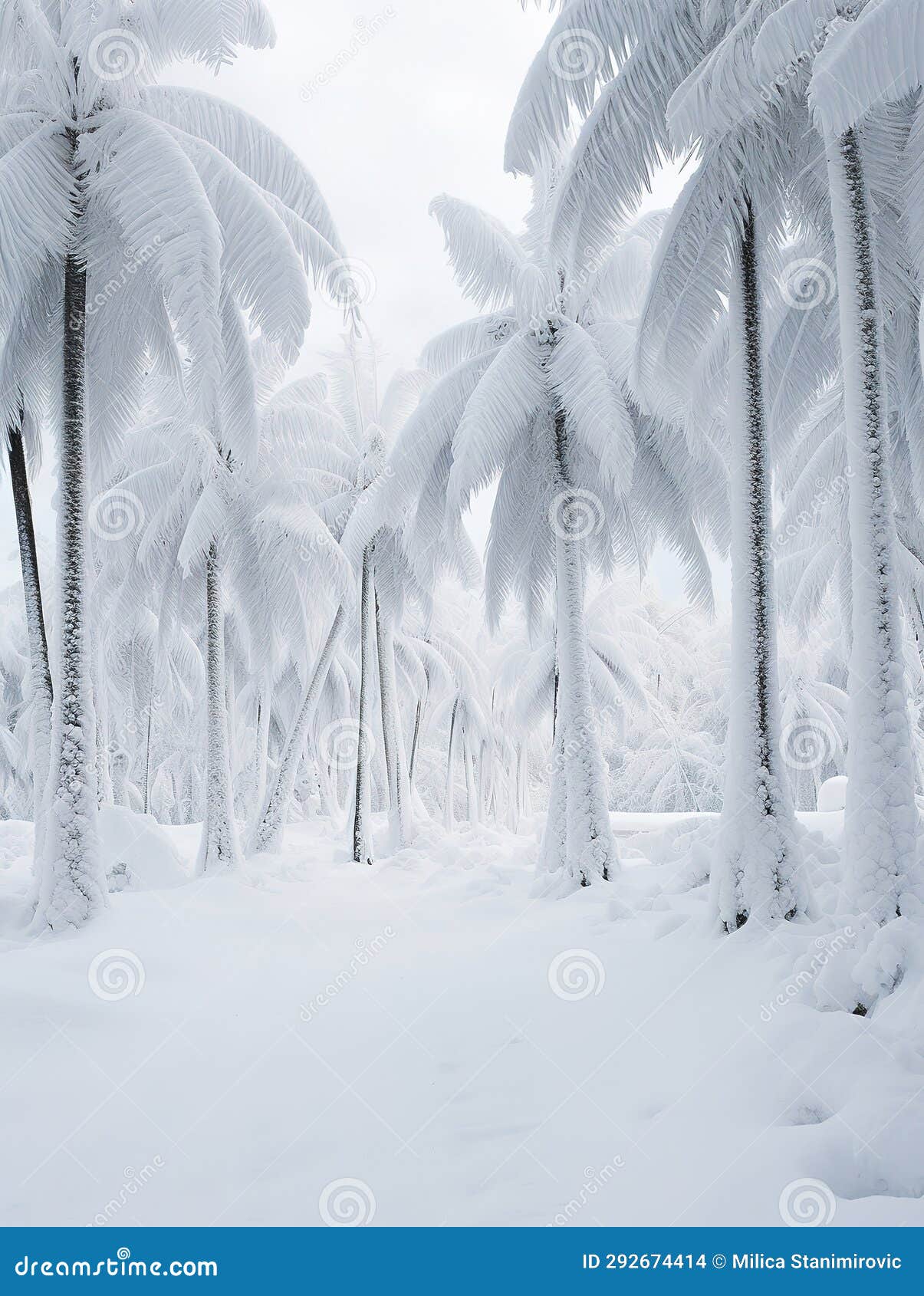 Snow-Covered Palm Tree in an Unexpected Winter Scene Stock Illustration ...