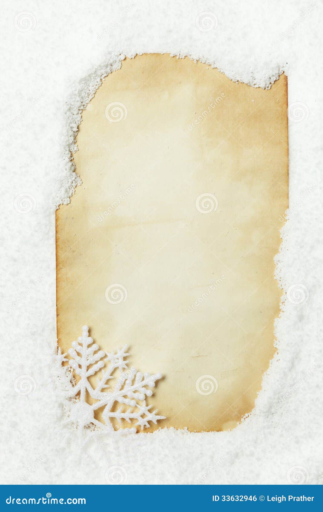 Snow covered paper stock photo. Image of decorative, flake - 33632946