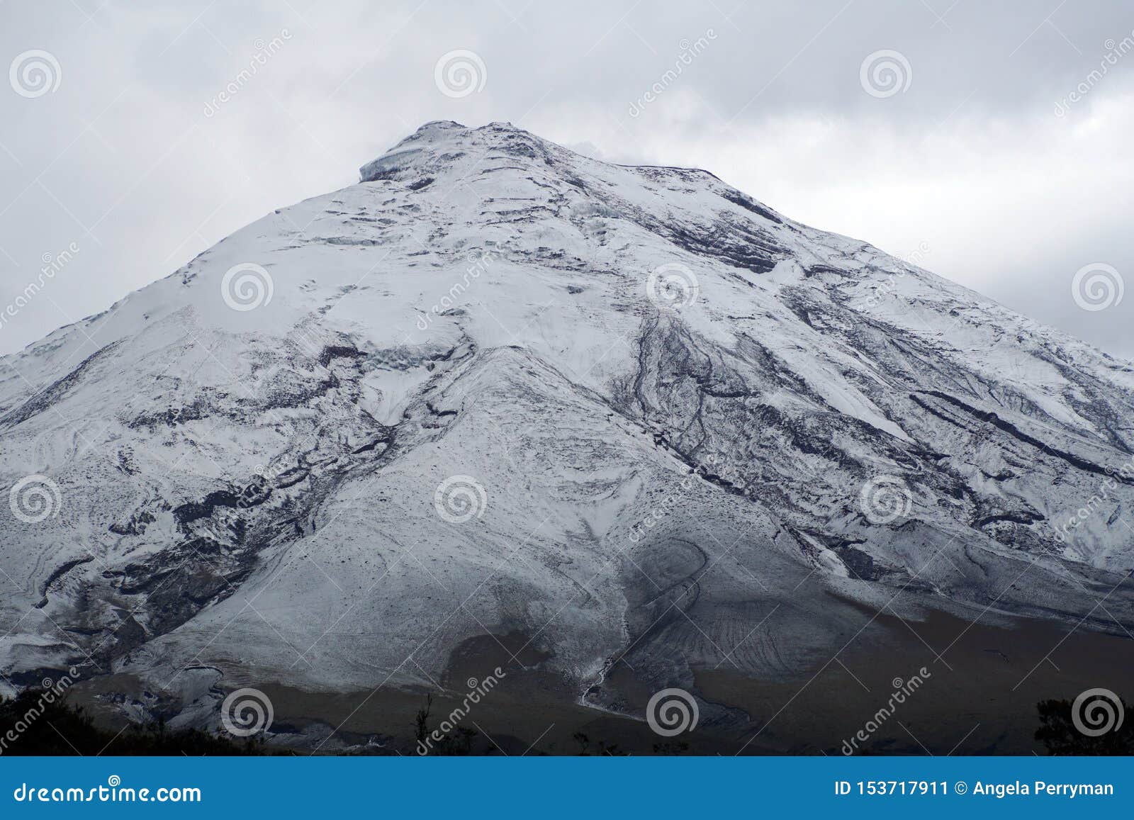 Snow Covered Peak of Cotopaxi Volcano Stock Image - Image of paramo ...